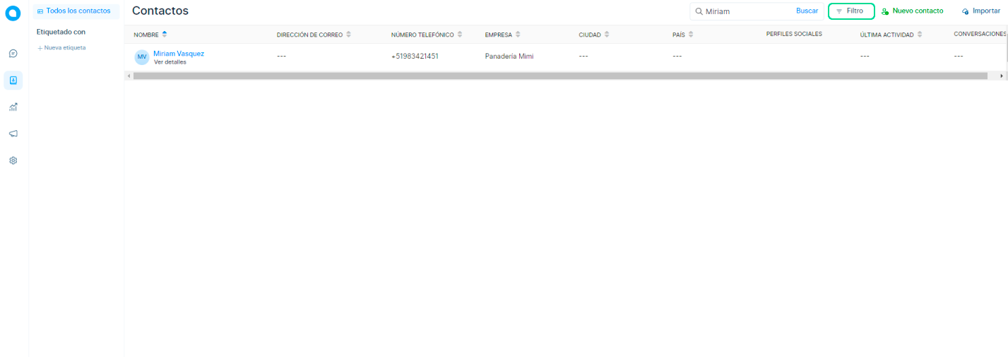Módulo de contactos | Documentación Chat Buho